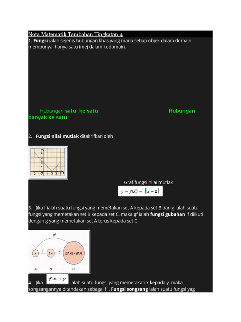 Nota Matematik Tambahan Tingkatan 4 | PDF