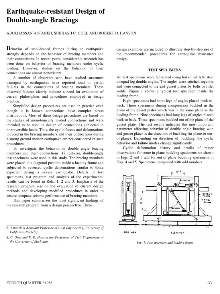Earthquake-Resistance Design of Double-Angle Bracings | PDF | Buckling ...