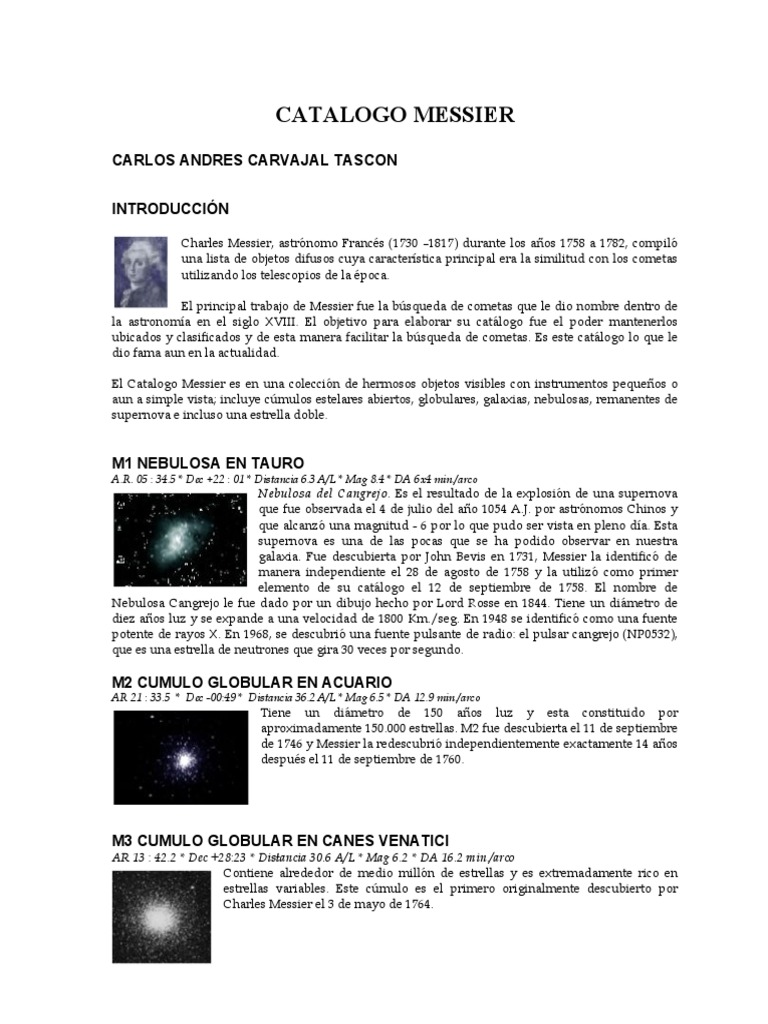 Catalogo Messier PDF | PDF | Ciencia y matemáticas