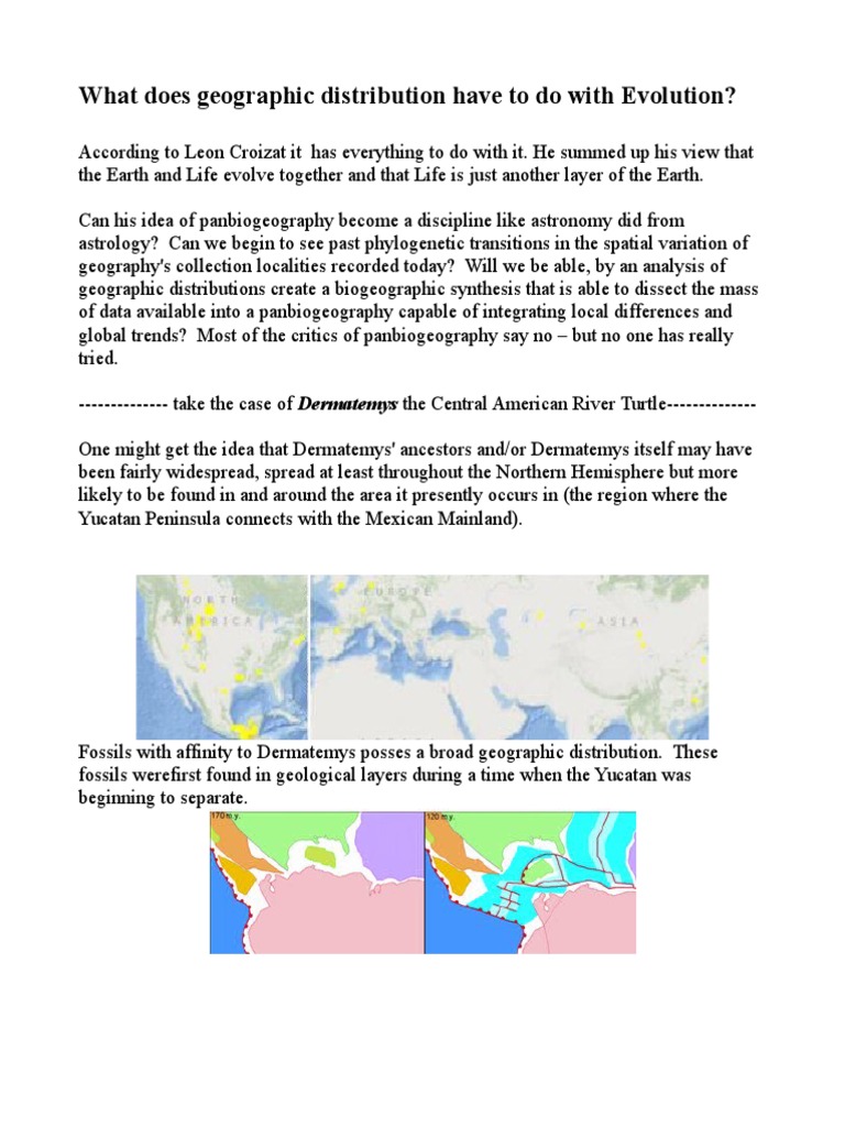 Geographic Distribution and Evolution | PDF | Evolution | Fossil