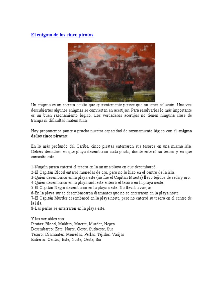El Enigma de Los Cinco Piratas | PDF