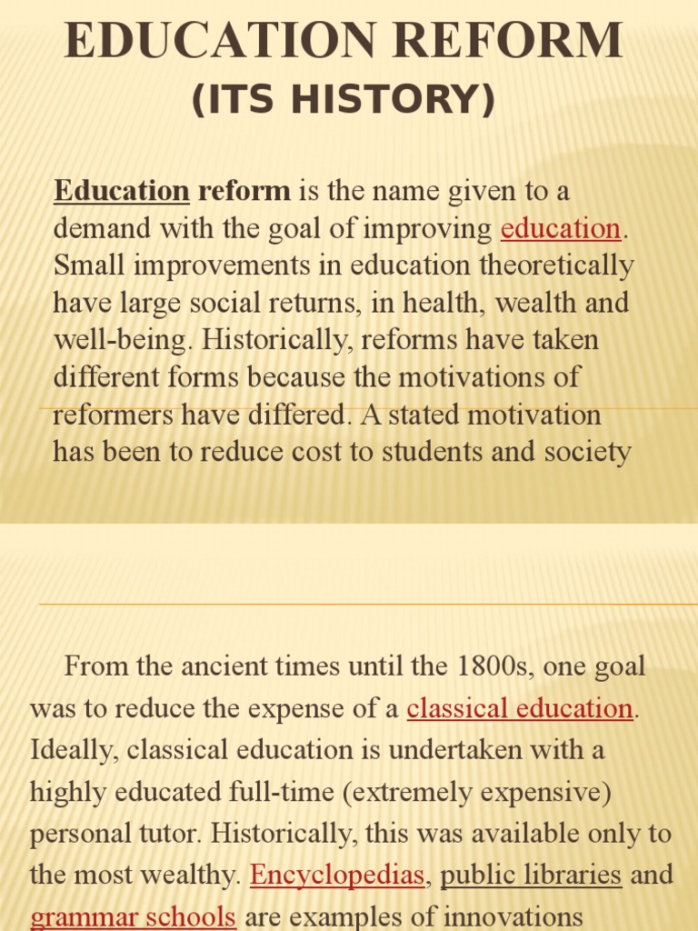 Education Reform (REPORT) | PDF | Education Reform | Traditions