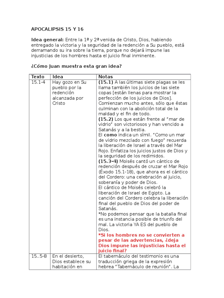 Apocalipsis 15 Y 16 Pdf Libro De Revelación Moisés