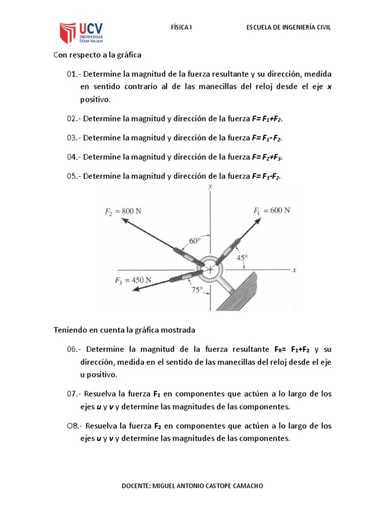 Ejercicios Vectores | PDF | Vector Euclidiano | Fuerza