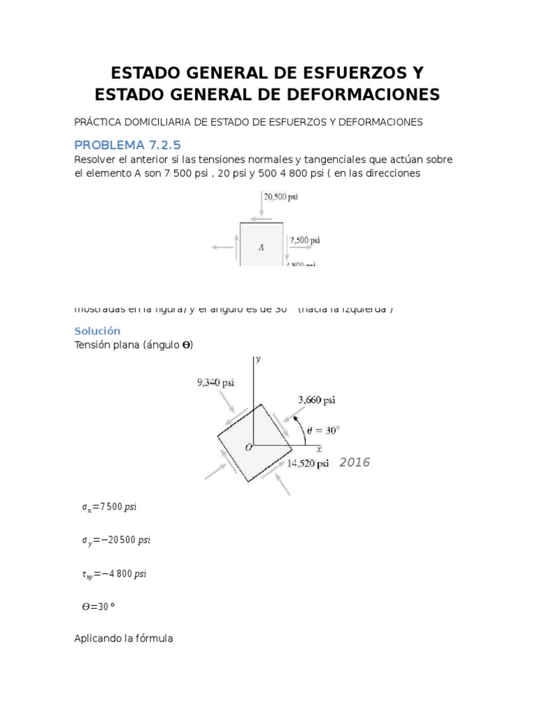 Estado General de Esfuerzos y Estado General de Deformaciones - Teoria de Fallas | PDF | Estrés ...