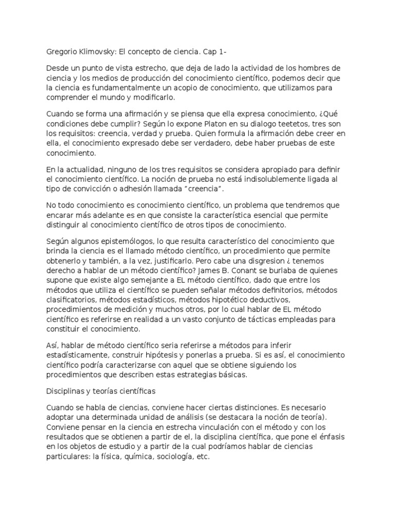 Gregorio Klimovsky 1 y 2 | PDF | Science | Conocimiento