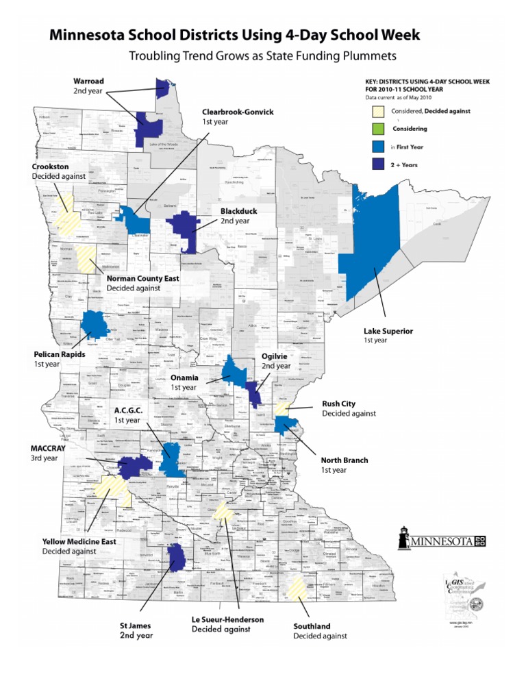 Minnesota School Districts Using 4-Day School Week | PDF