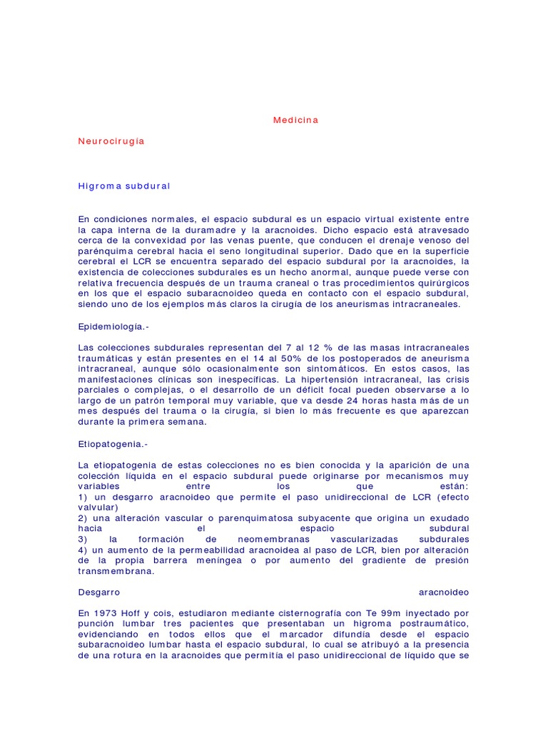 Higroma Subdural: Causas y Epidemiología | PDF | Fluido cerebroespinal ...