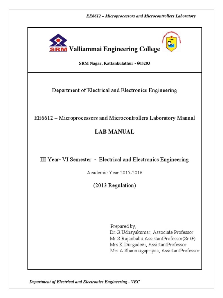 EE6612-Miroprocessor and Microcontroller Laboratory | PDF