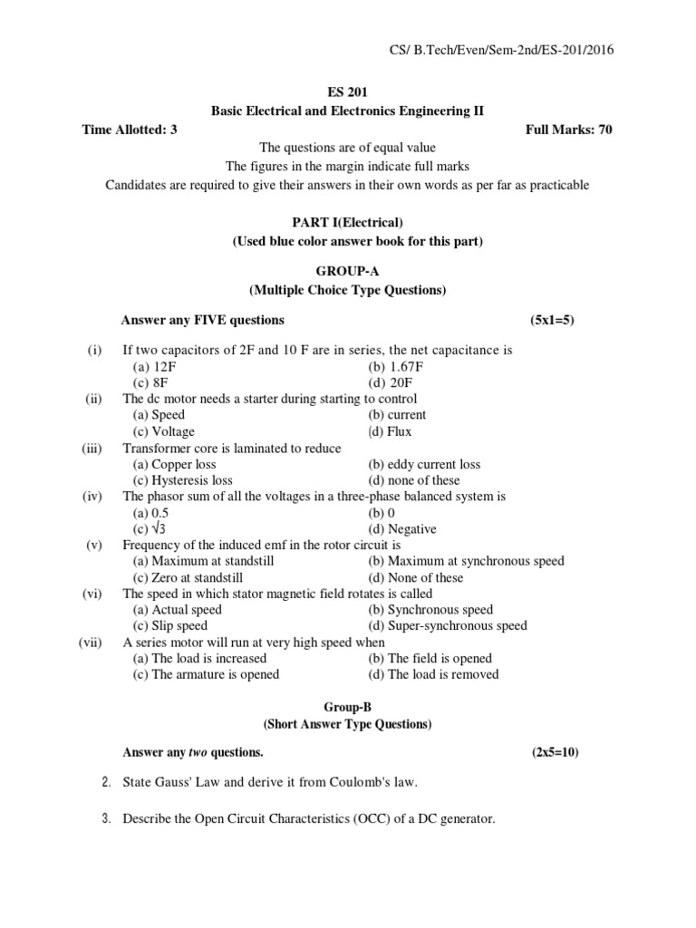 ES 201 Basic Electrical and Electronics Engineering II Time Allotted: 3 ...