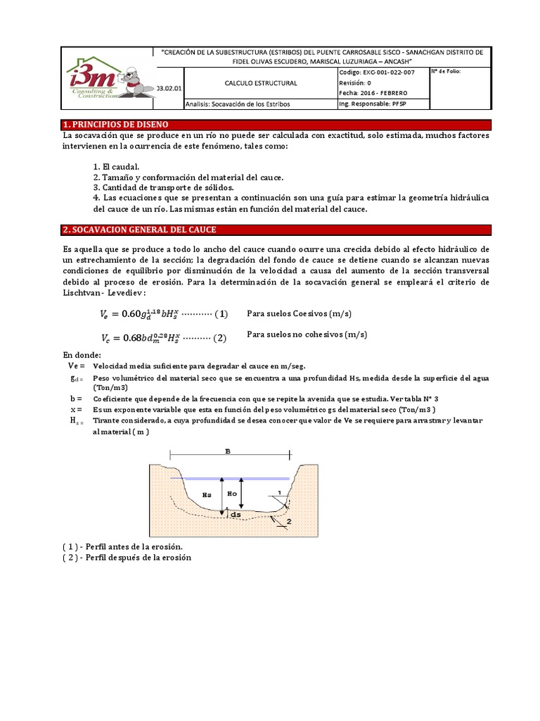 Cálculo de Socavación en Cauces de Ríos | PDF | Materiales ...