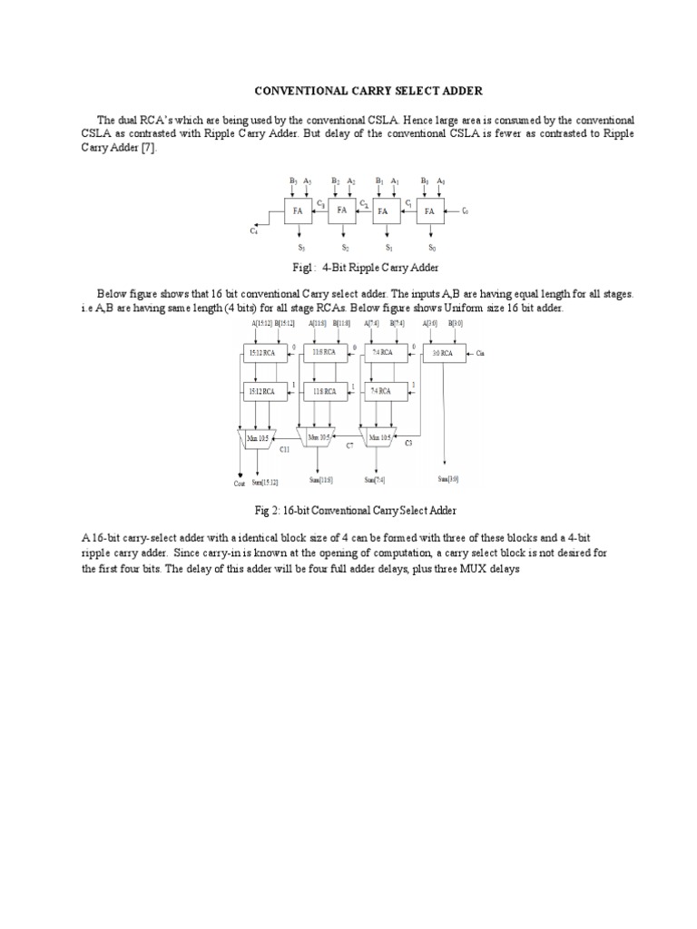 Conventional Carry Select Adder | PDF