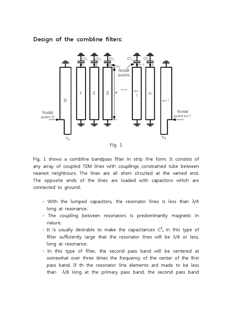Design of the Combline Filters | Electronic Circuits | Algorithms