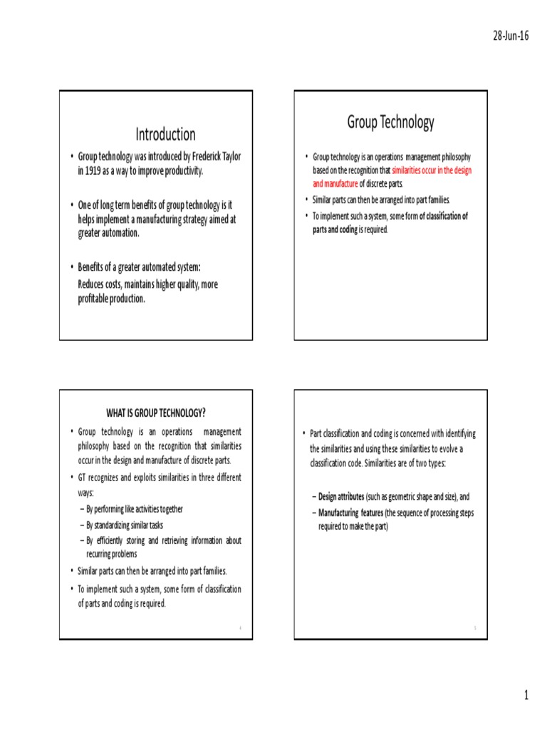 Group Technology | PDF | Automation | Operations Management