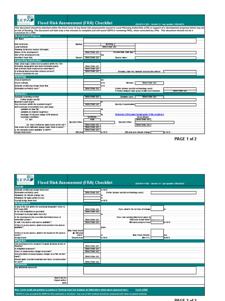 flood-risk-assessment-checklist.xls | Flood | Tide