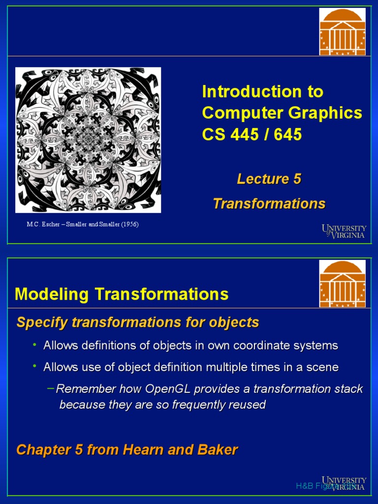 Introduction To Computer Graphics CS 445 / 645: Transformations | PDF | Matrix (Mathematics) | 2 ...