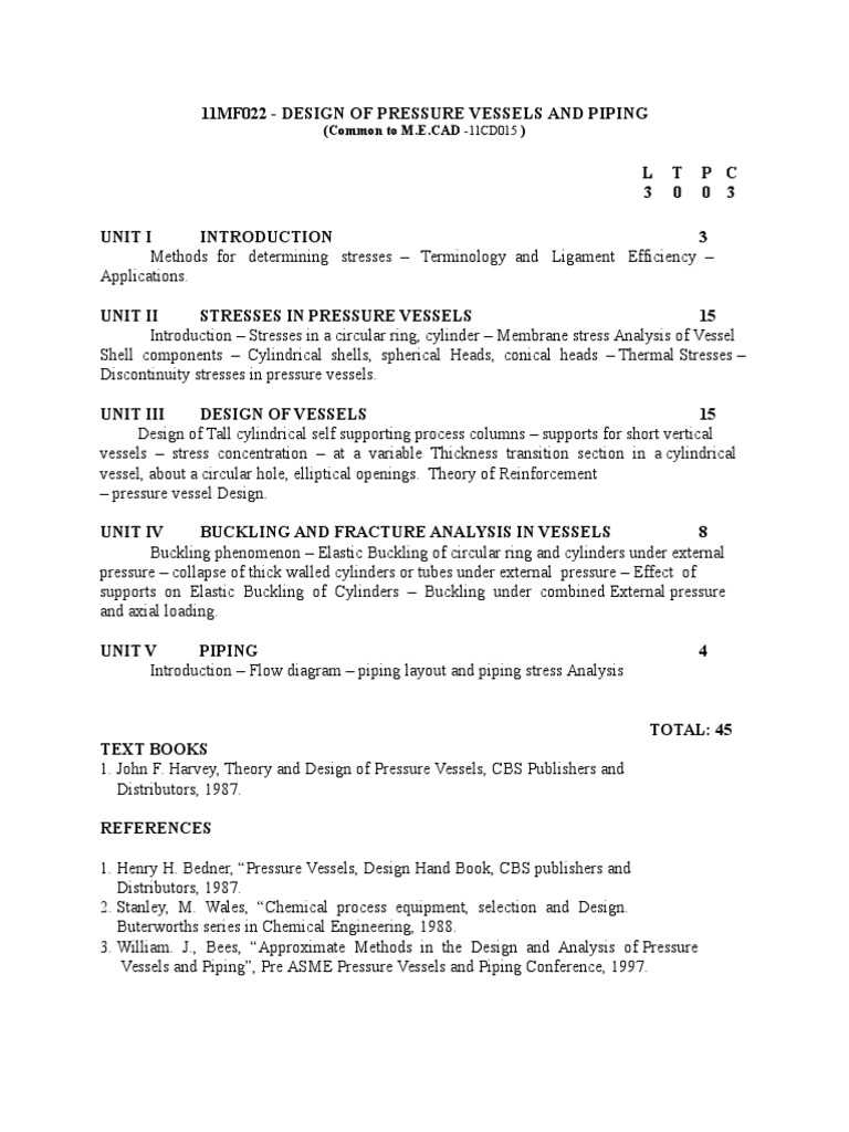 Design of Pressure Vessels & Piping | PDF