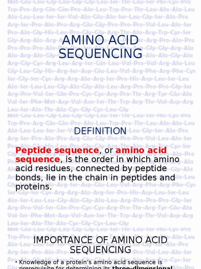 Amino Acid Sequencing | PDF | Directionality (Molecular Biology ...