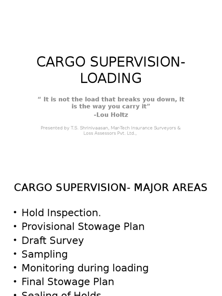 Cargo Supervision Loading Pdf Cargo Ships