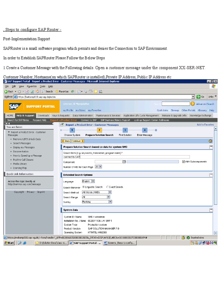 Screens - Steps To Configure SAP Router | PDF | Public Key Certificate ...
