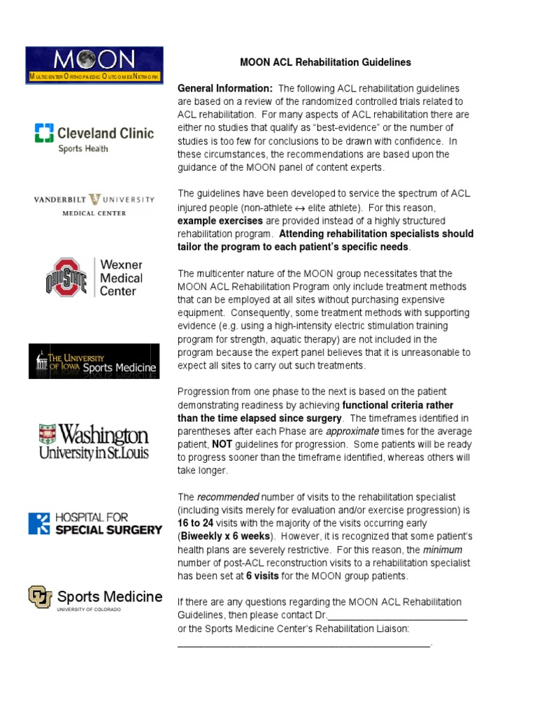 MOON Protocol ACL | PDF | Human Anatomy | Joints