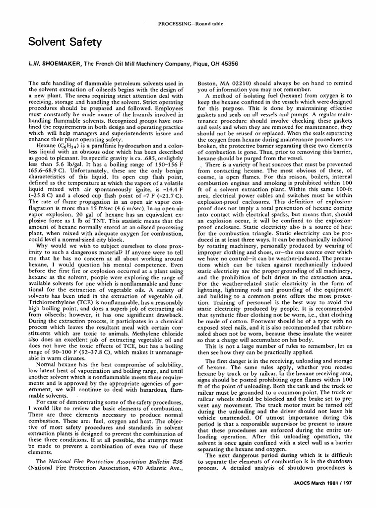 Hexane Safety and Storage Guidelines | PDF | Explosive Material ...