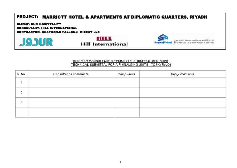 Consultant Comments Response Sheet | PDF