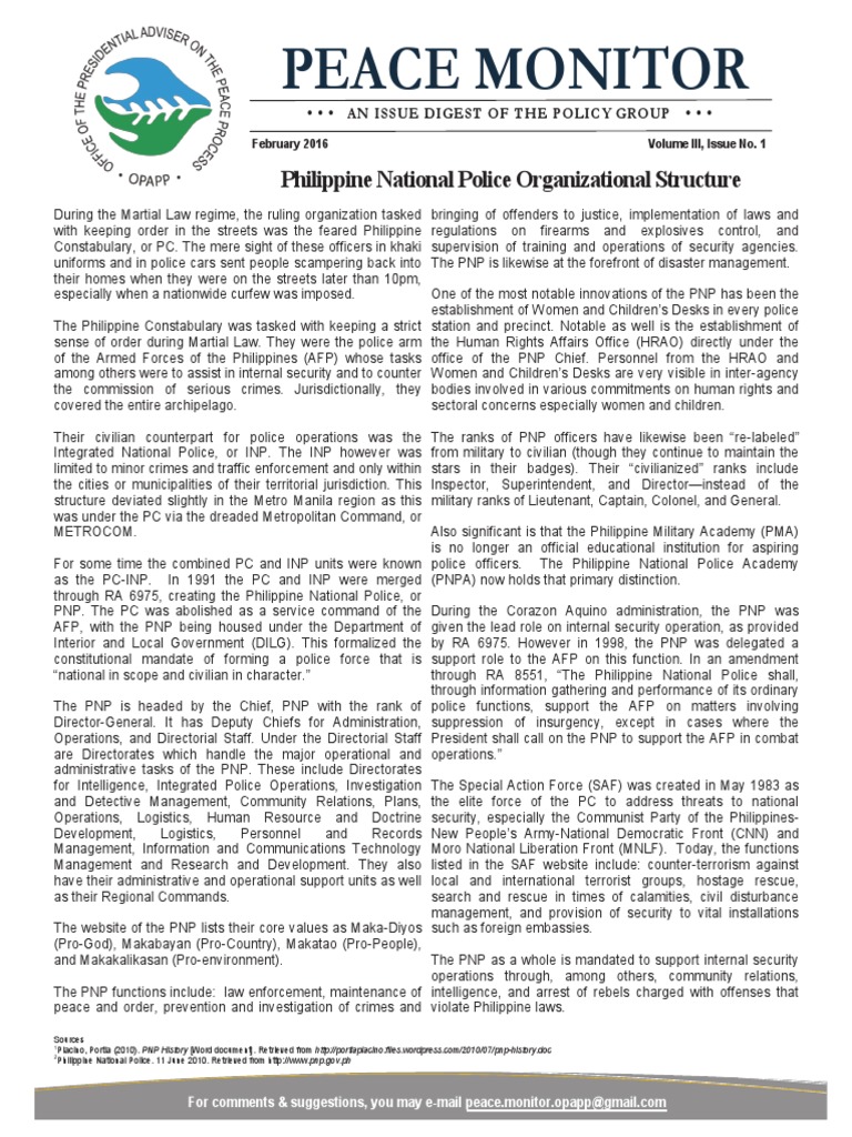 PNP Organizational Structure Overview | PDF | Police | Public Sphere