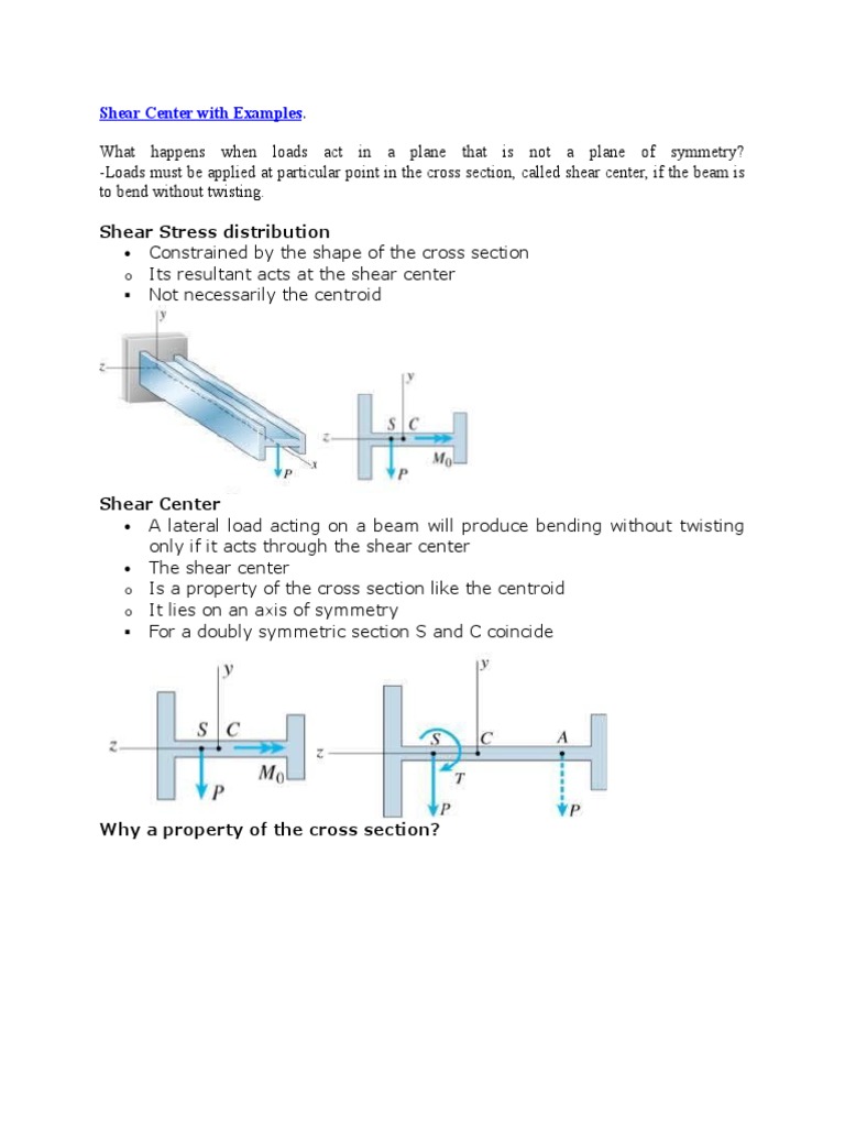 Shear Center With Examples | PDF