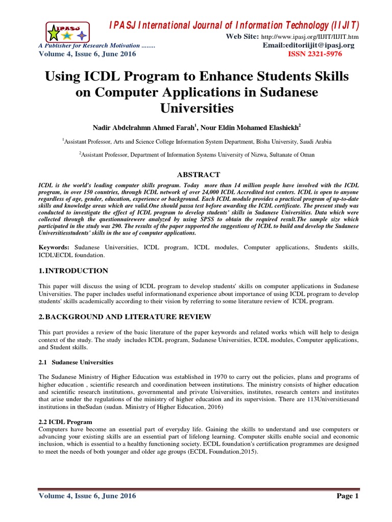 Using ICDL Program to Enhance Students Skills on Computer Applications ...