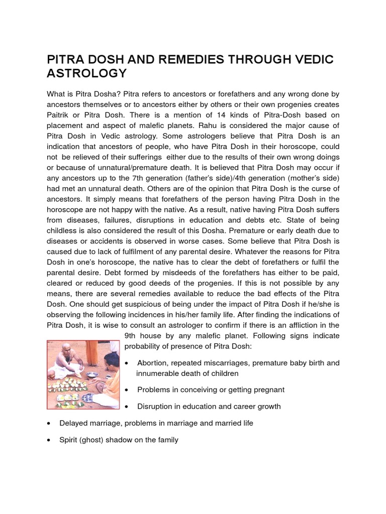 Pitra Dosh: Meaning and Remedies | PDF | Horoscope | Karma