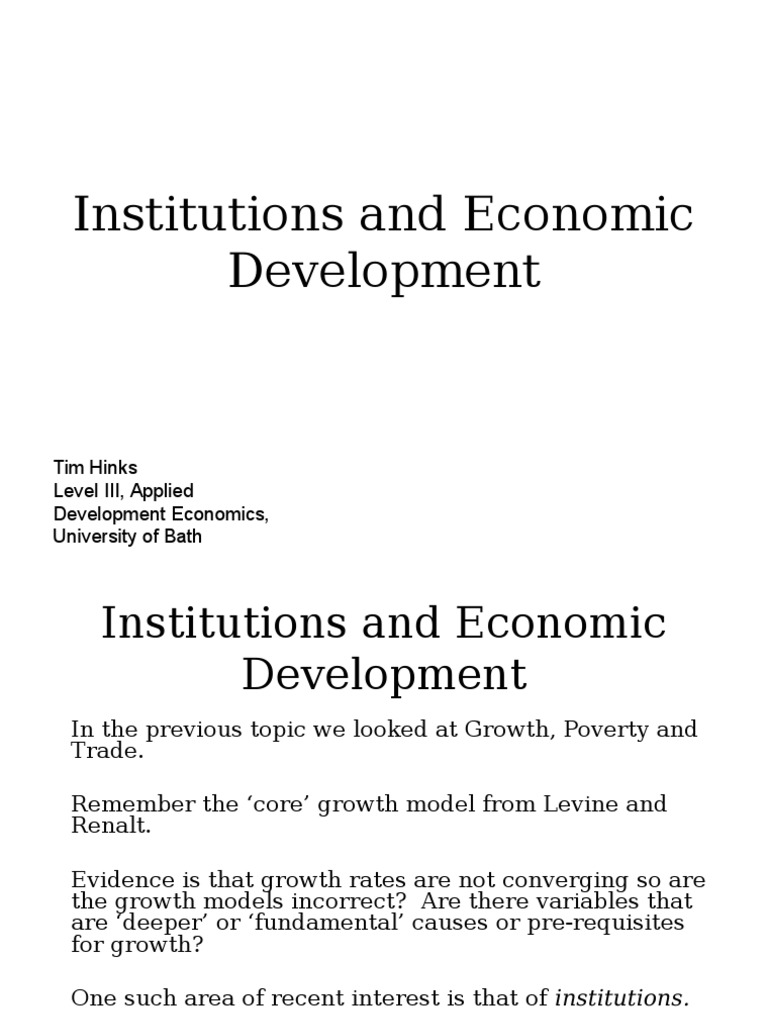 Institutions and Economic Development | PDF | Development Economics ...