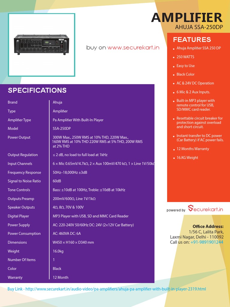 Ahuja Ssa-250 DP Features & Specifications | PDF