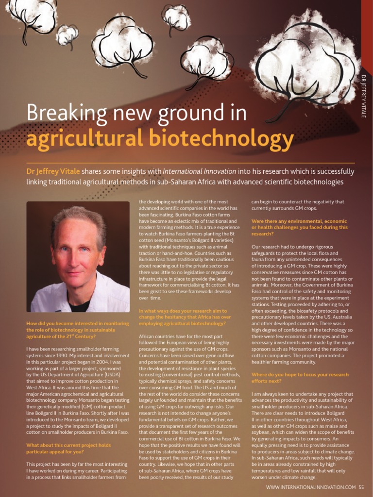 Brochure pro-OGM de Jeffrey Vitale | PDF | Cotton | Biotechnology