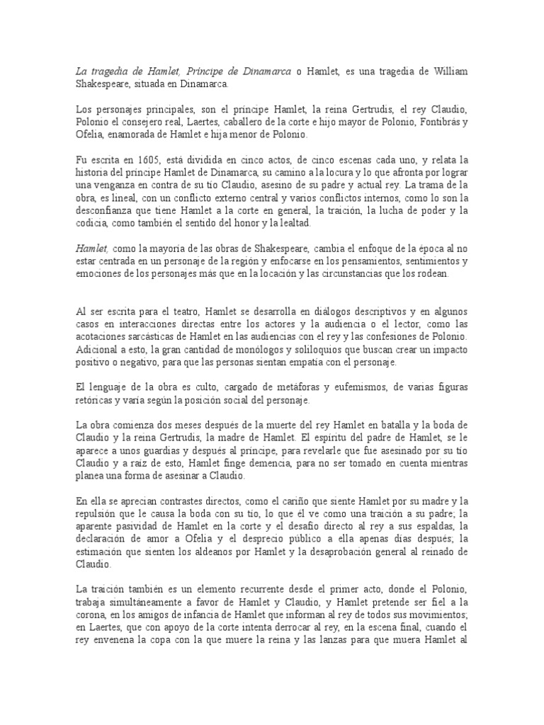 La Tragedia de Hamlet | PDF | Historia | Novela negra, policíaca y suspenso