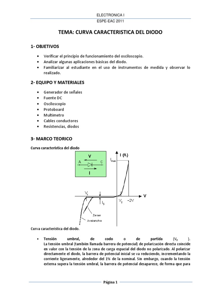 Curva Caracteristica Del Diodo | PDF | Diodo | Corriente eléctrica