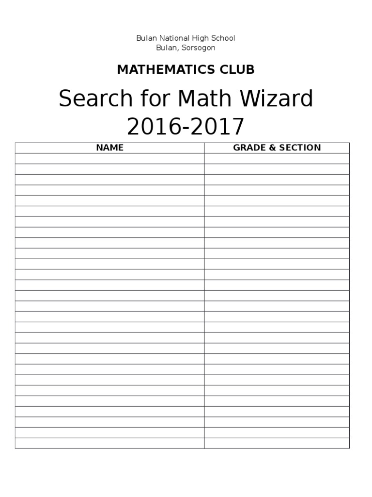 Search for Mathematical Excellence: Bulan National High School ...