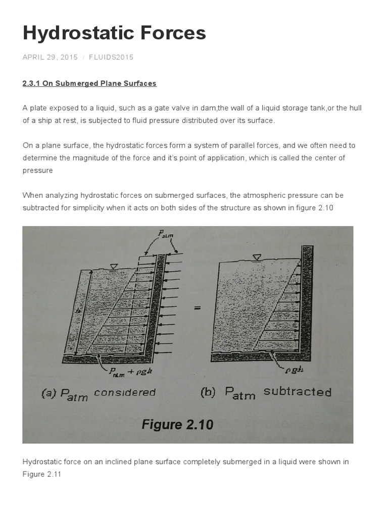 Hydrostatic Forces _ FLUIDS MECHANICS.pdf | Pressure | Euclidean Vector