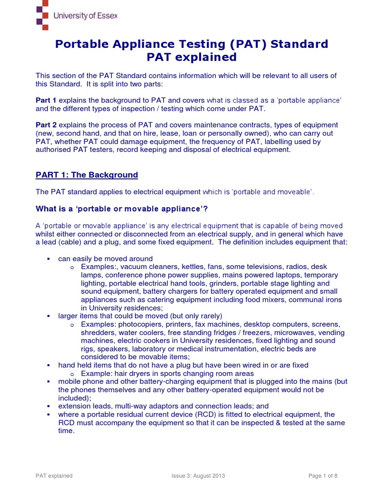 Portable Appliance Testing (PAT) Standard PAT Explained: PART 1: The ...