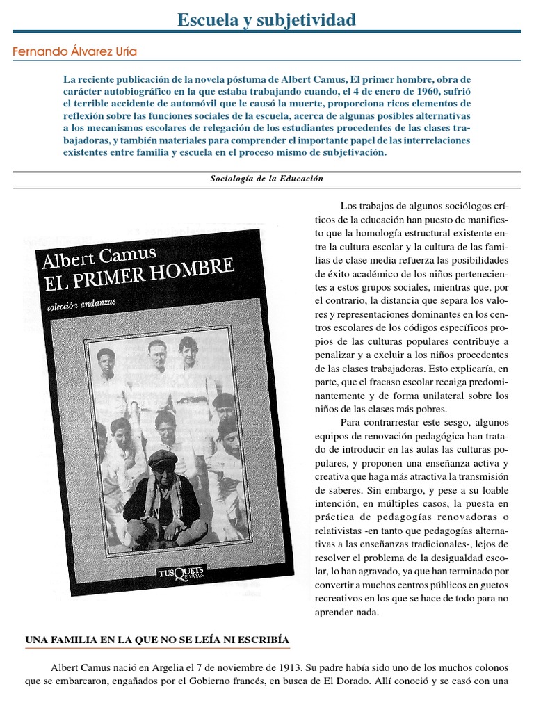 Org - Escuela y Subjetividad, de Fernando Álvarez Uría PDF | PDF ...
