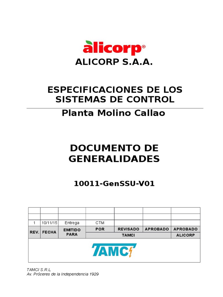 Especificaciones de los sistemas de control de la Planta Molino Callao | PDF | Arranque | Point ...