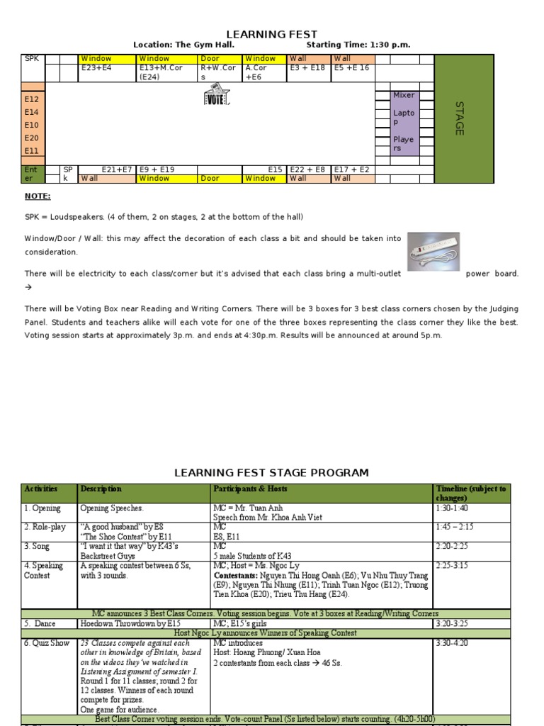 Learning Fest - Location and Program | PDF | Leisure