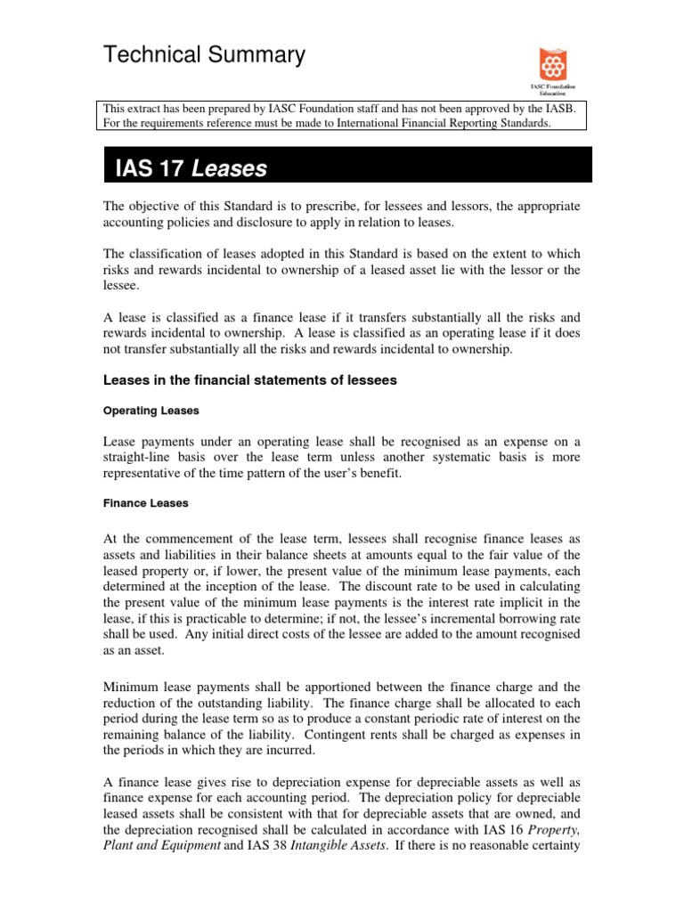 IAS17 | PDF | Lease | Depreciation