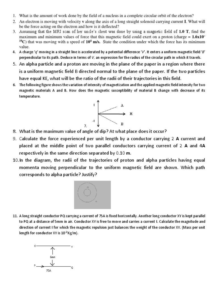 Magnetism Worksheet | PDF | Magnetic Field | Electron