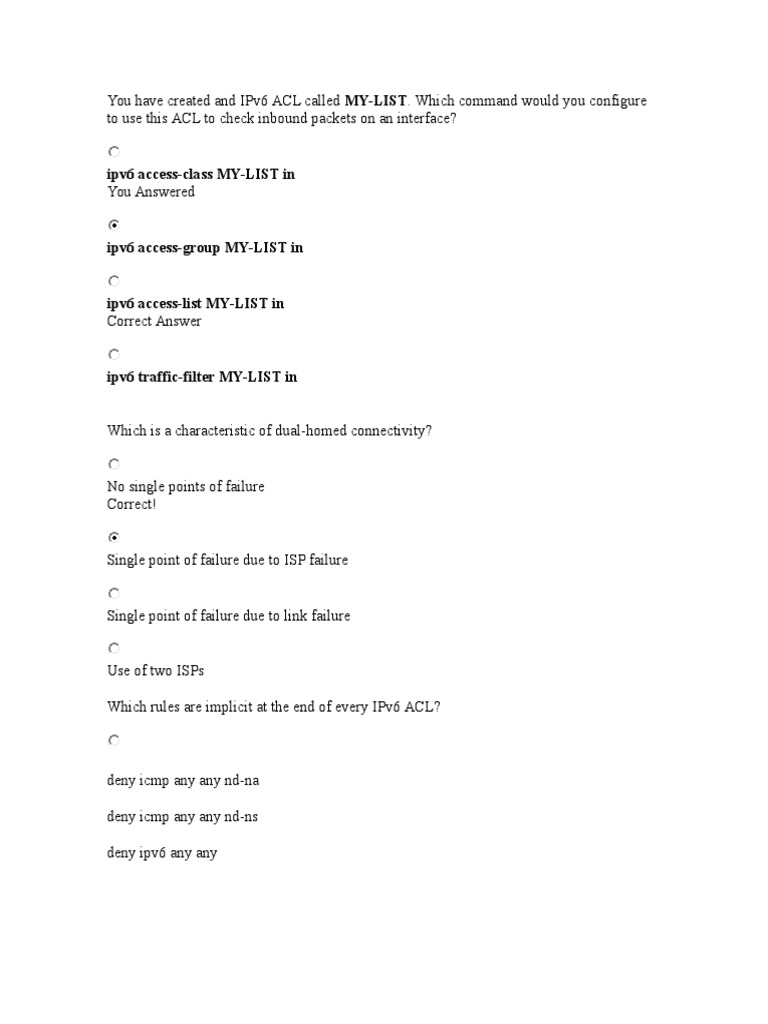 You Have Created and IPv6 ACL Called MY | PDF | I Pv6 | Routing