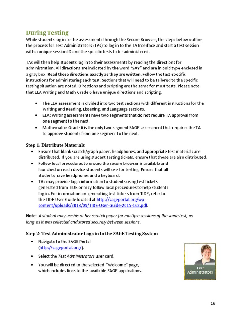 Administer Test Using Sage Portal | Download Free PDF | Login ...