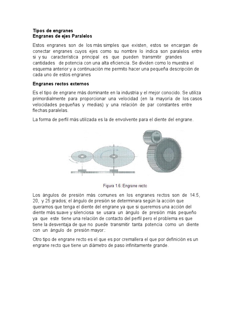 Tipos de Engranes y sus Características | PDF | Engranaje | Máquinas