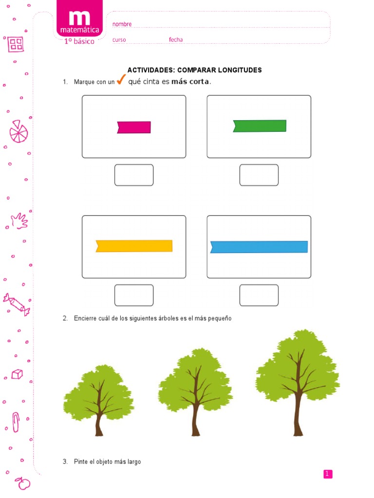 Guia Comparar Longitudes 1° Básico | PDF