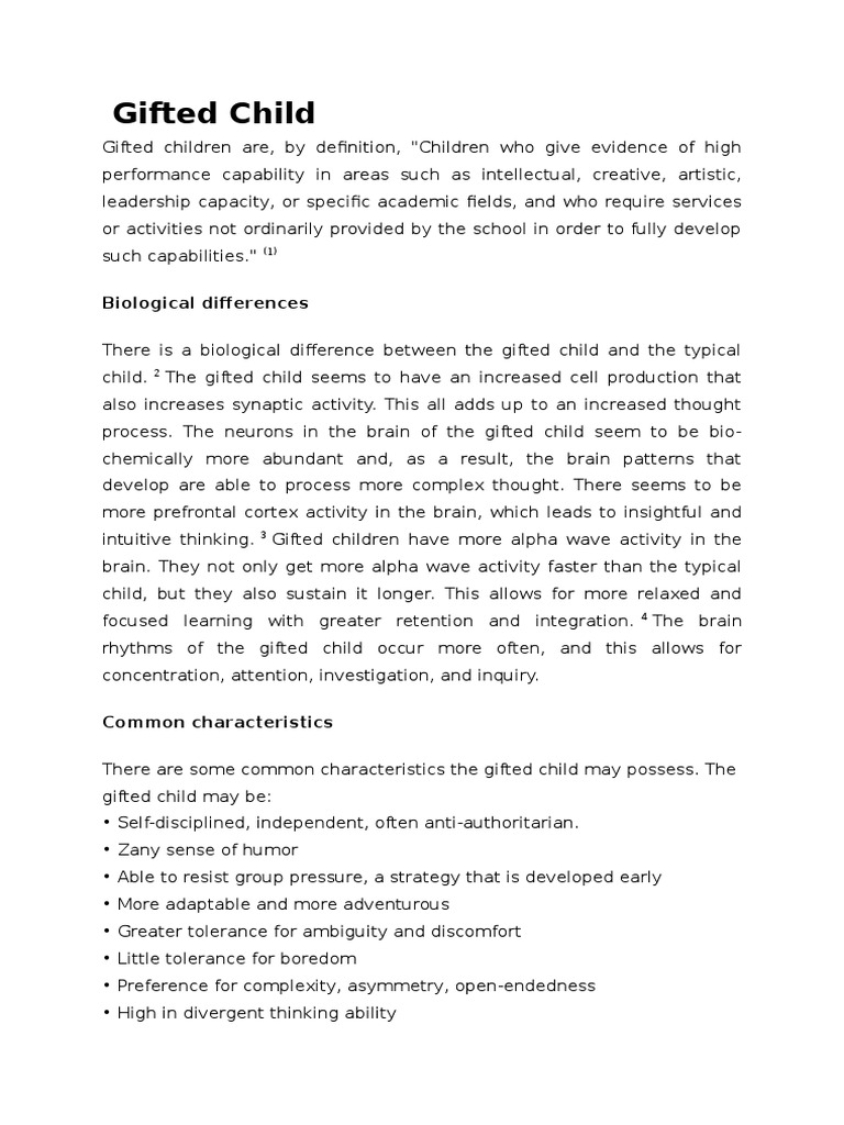 GIFTED CHILD.docx | Intellectual Giftedness | Intelligence Quotient