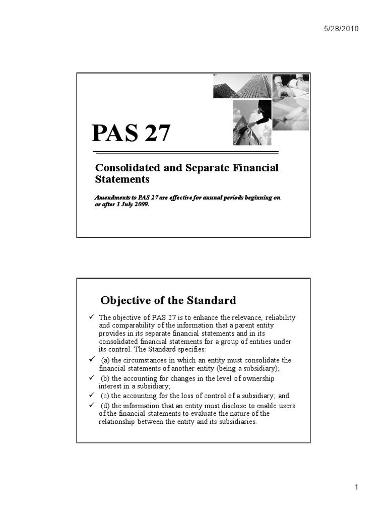 PAS 27 Consolidated and Separate FS Reviewed | Subsidiary | Financial ...